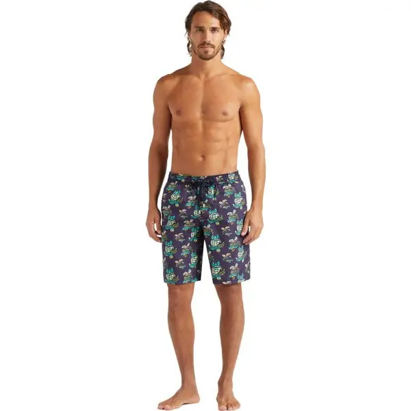 Vilebrequin Landscape Turtles Print Swim Trunks - Minuit