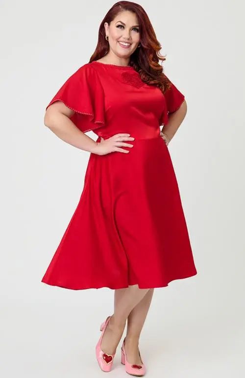 Unique Vintage 1930s Swing Dress - Red Solid