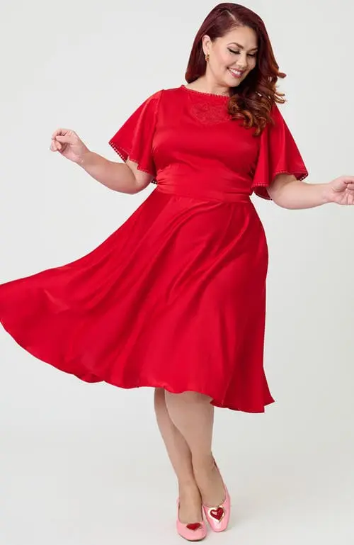 Unique Vintage 1930s Swing Dress - Red Solid