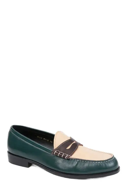 ANTHONY VEER Como Penny Loafer - Dark Green Brown
