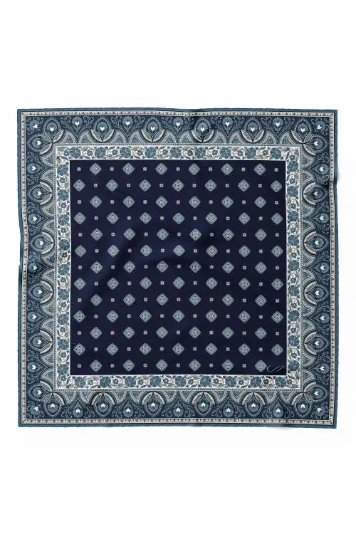 ELIZABETTA Savino Silk Pocket Square - Navy