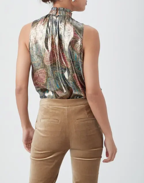 Trina Turk Rissa Metallic Butterfly Print Blouse