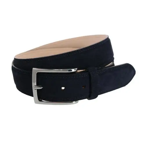 Trafalgar Armando Italian Suede 35mm Belt - Navy Blue