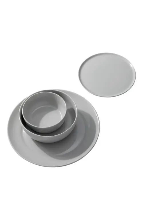 FORS STUDIO Wide Rim Dinnerware Set4 Piece Set - Grey