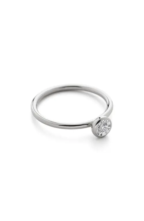 Monica Vinader 18k Gold Diamond Solitaire Ring - Sterling Silver