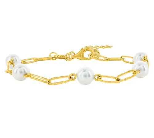 DONATELLO GIAN Pearl Chain Link Bracelet - Gold