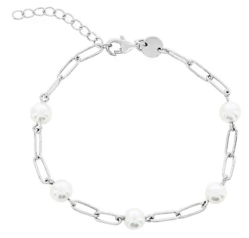 DONATELLO GIAN Pearl Chain Link Bracelet - Silver