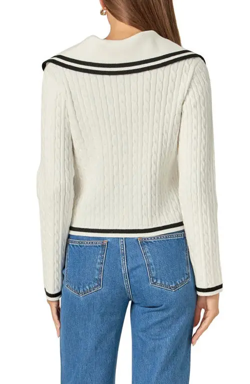 English Factory Sailor Stripe Cable Knit Sweater