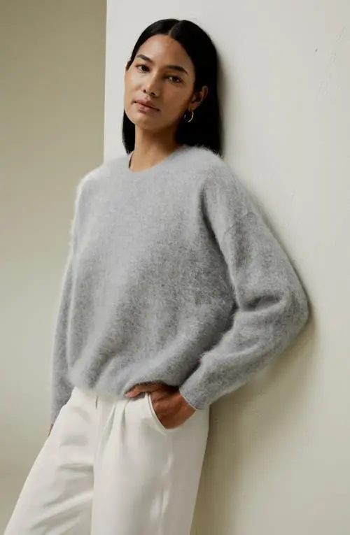 Lilysilk Brushed Cashmere Pullover - Light Grey