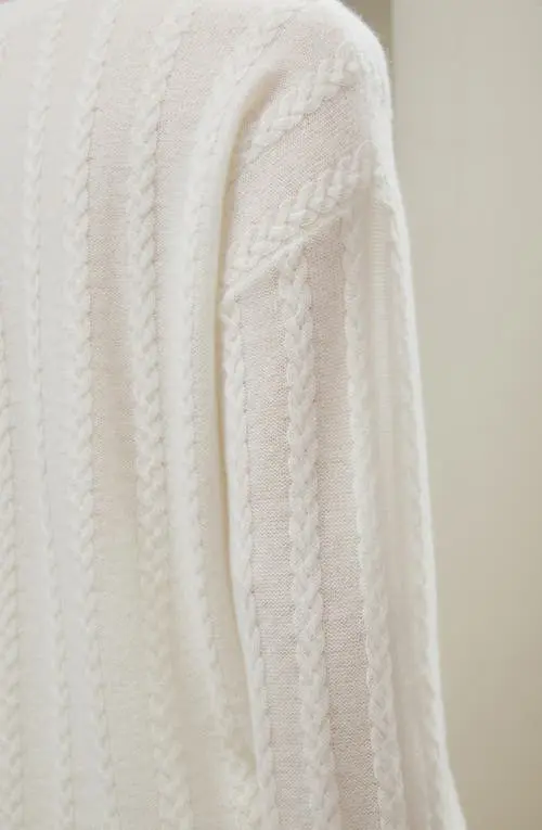 Lilysilk Semi-sheer Cable-knit Cashmere Sweater - White