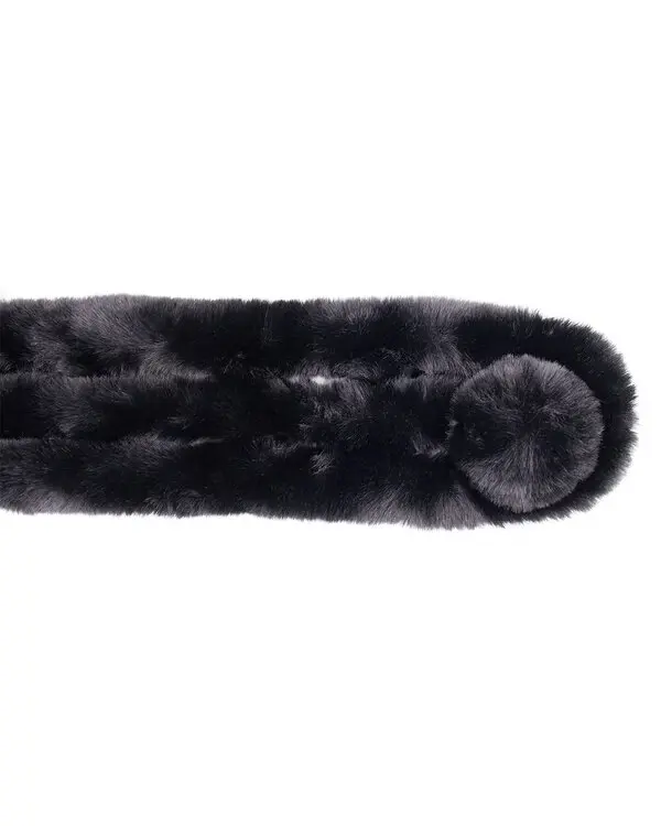 Surell Faux Fur Pompom Scarf - Black