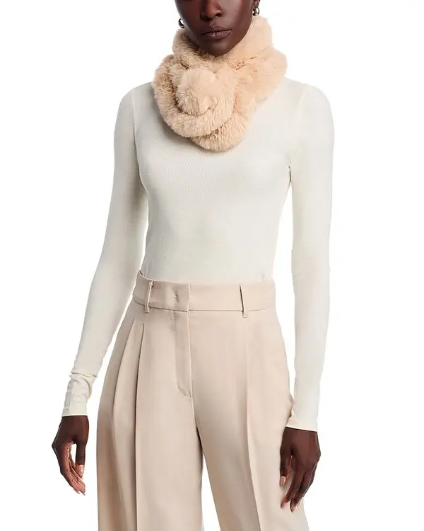 Surell Faux Fur Pompom Scarf - Tan
