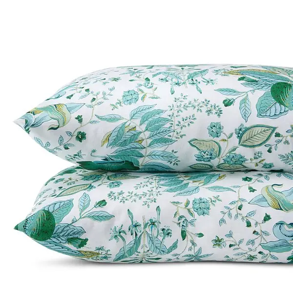 MATOUK Pomegranate Linen Pillowcase Set, King Exclusive - Green- Exclusive