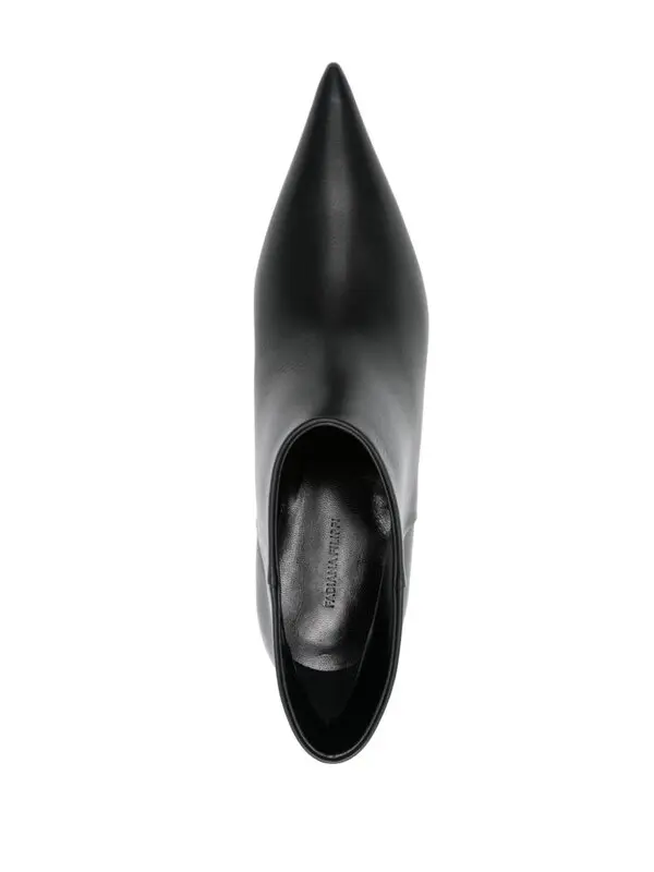 Fabiana Filippi Leather Pointed Toe Ankle Boots - Black