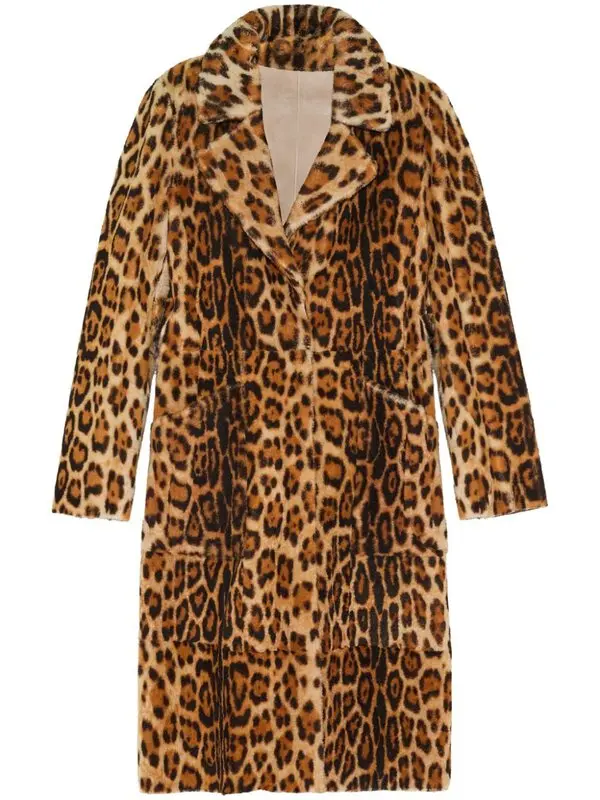 YVES SALOMON Merino Wool Leopard Print Coat