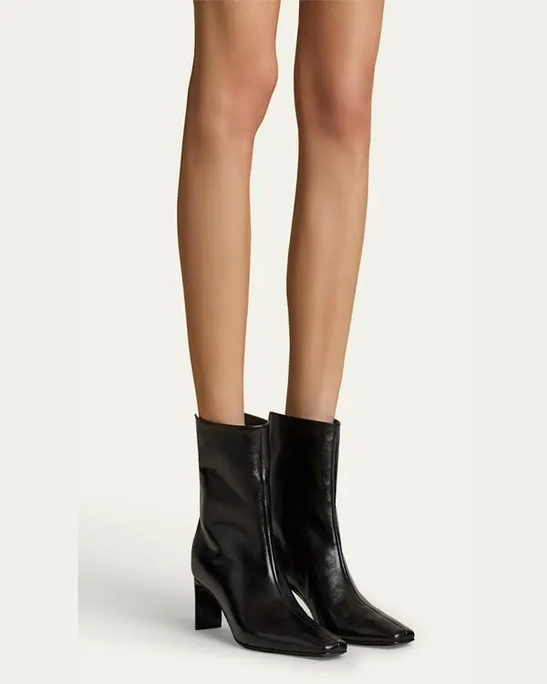 Khaite Ona Leather Ankle Boots - Black