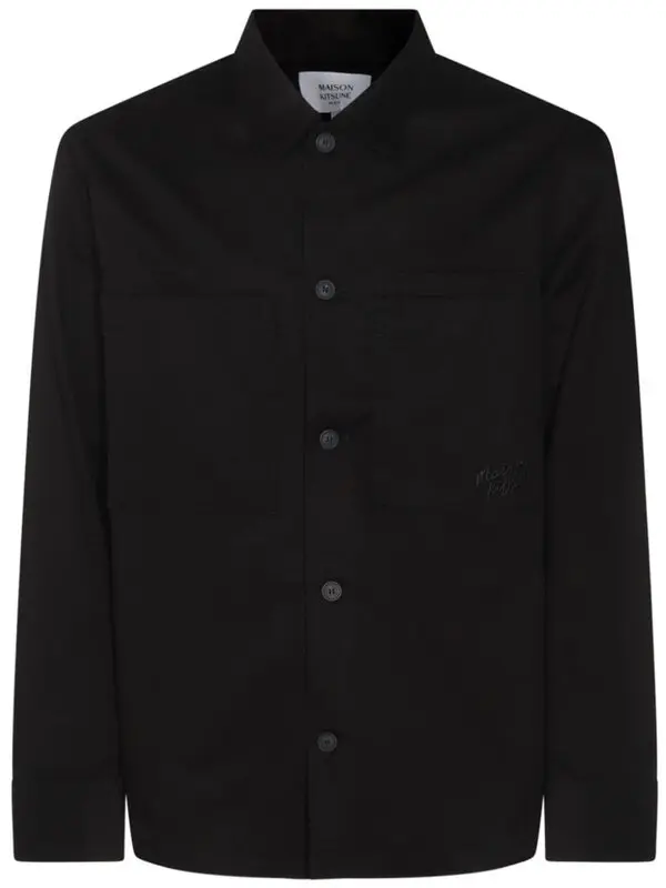 Maison Kitsuné Logo-print Shirt Jacket - Black