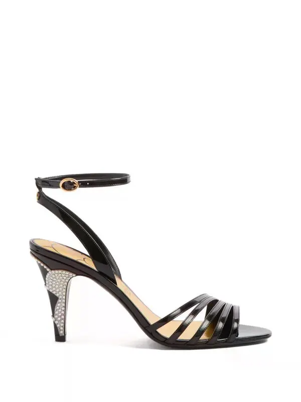 Valentino Garavani Ladycrush 85mm Patent Leather Sandals With Crystals - Black