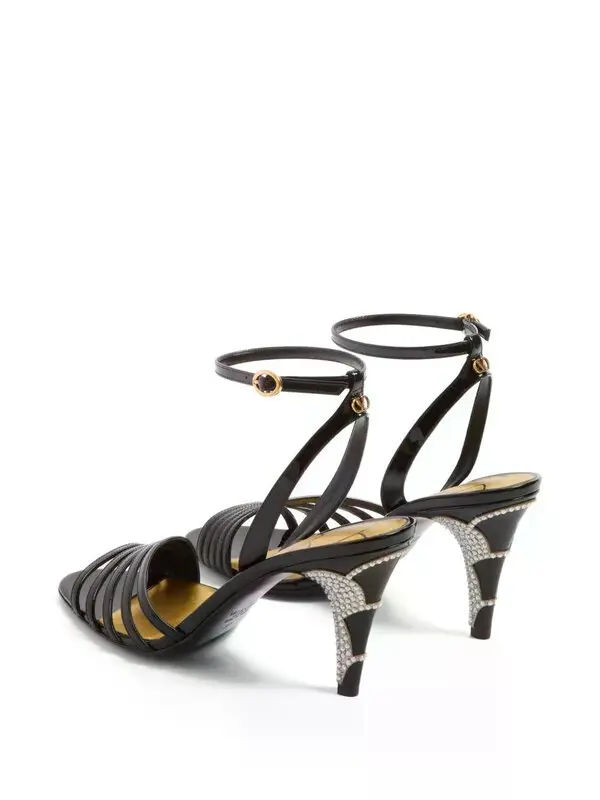 Valentino Garavani Ladycrush 85mm Patent Leather Sandals With Crystals - Black