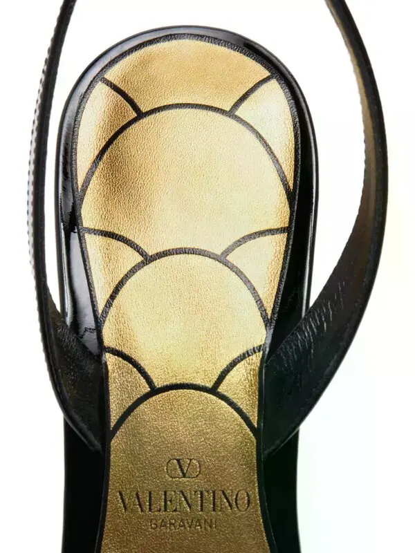 Valentino Garavani Ladycrush 85mm Patent Leather Sandals With Crystals - Black