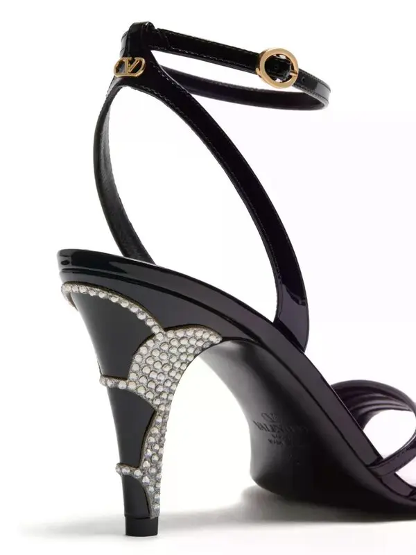 Valentino Garavani Ladycrush 85mm Patent Leather Sandals With Crystals - Black
