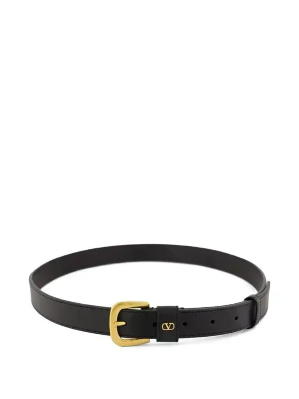 Valentino Garavani Vlogo Signature Leather Belt - Black