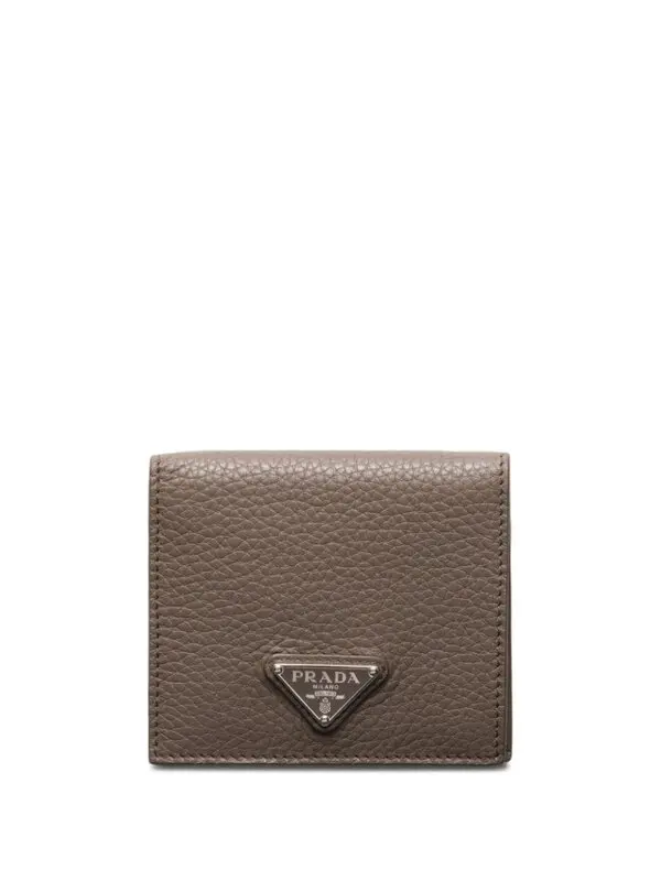 Prada Enamel Triangle-logo Wallet - Grey
