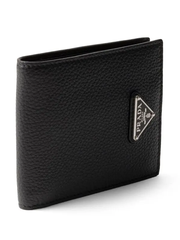 Prada Enamel Triangle-logo Wallet - Black