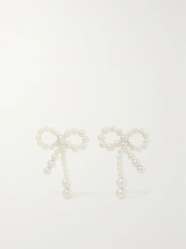 Sophie Bille Brahe Rosette De Perles 14-karat Gold Pearl Earrings - White