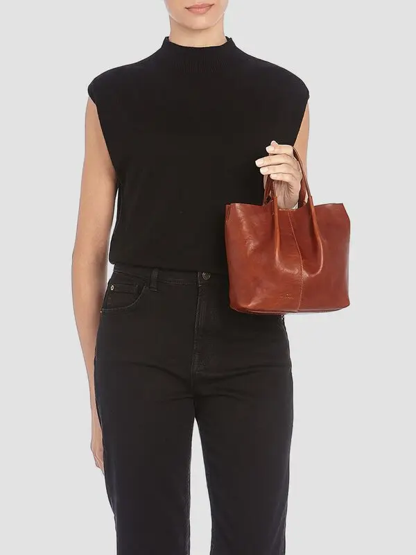 Il Bisonte Leather Tote Bag - Seppia