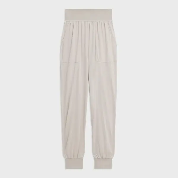 Theory Ribbed Cuff Silk-modal Jogger - Grey Oat
