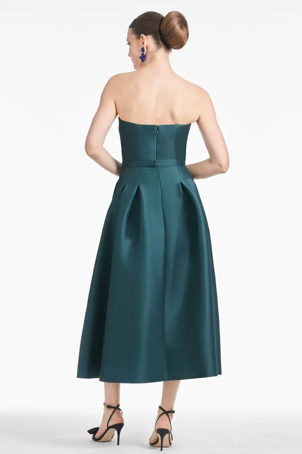 Sachin & Babi Shay Tea-Length Dress - Forest Green Placement Ikat |  Editorialist