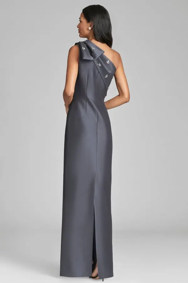 Sachin & Babi Olivia One-shoulder Mikado Gown - Charcoal