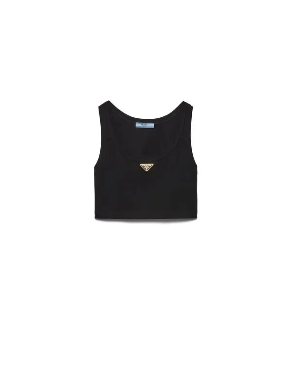 Prada Jersey Cropped Top - Black