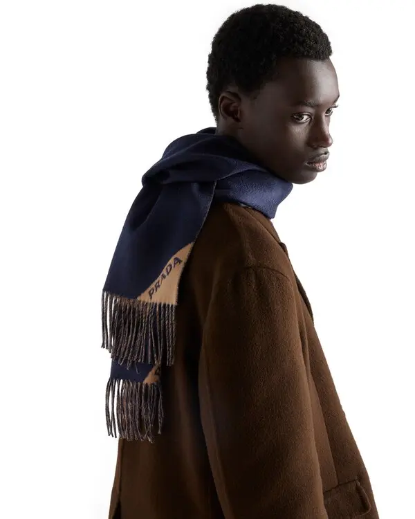 Prada Double Cashmere Scarf - Blue