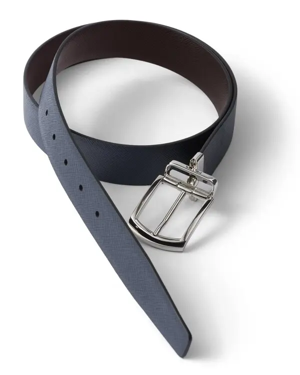 Prada Reversible Saffiano Leather Belt - Brown