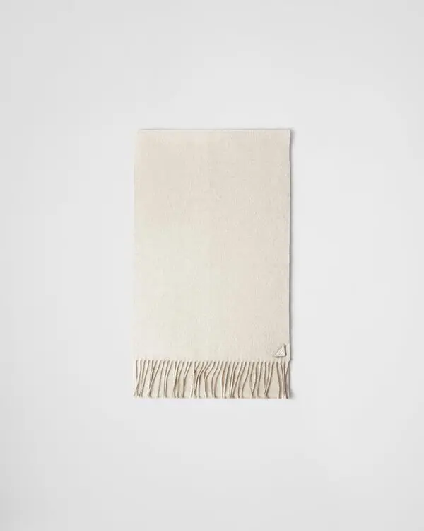 Prada Silk And Cashmere Scarf - Chalk White