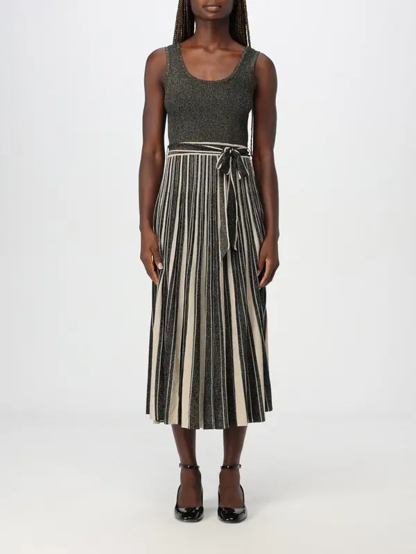 knee length dresses for ladies Zimmermann Daylight Twist Midi Dress | Cream/Black main image 0