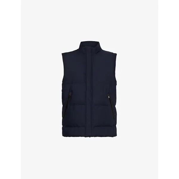 Corneliani Padded Woven Gilet With Concealed Hood