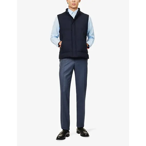 Corneliani Padded Woven Gilet With Concealed Hood