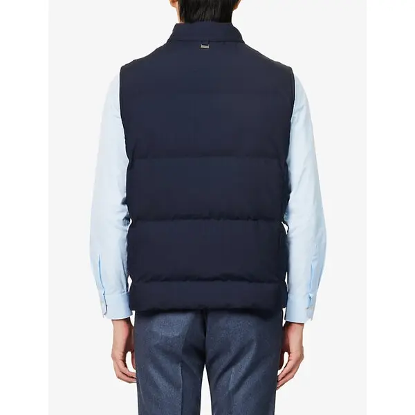 Corneliani Padded Woven Gilet With Concealed Hood