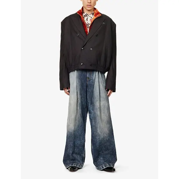Martine Rose Double-breasted Striped Relaxed-fit Stretch-woven Blend Jacket