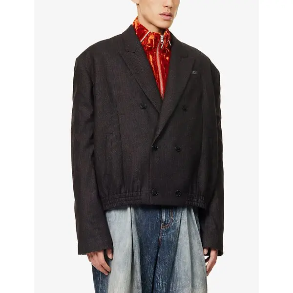 Martine Rose Double-breasted Striped Relaxed-fit Stretch-woven Blend Jacket