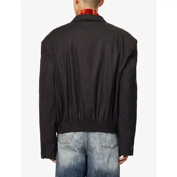 Martine Rose Double-breasted Striped Relaxed-fit Stretch-woven Blend Jacket