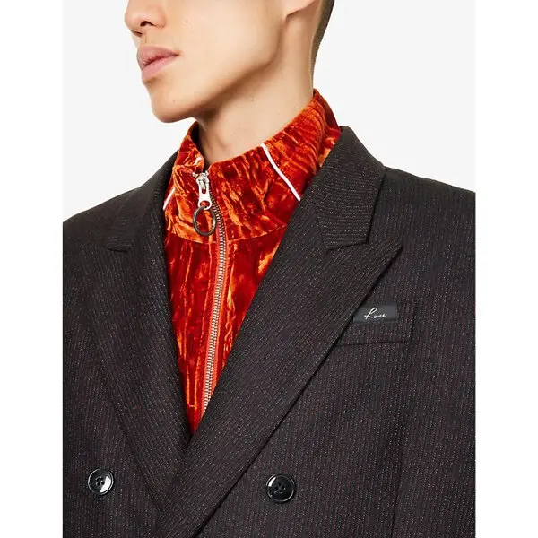 Martine Rose Double-breasted Striped Relaxed-fit Stretch-woven Blend Jacket