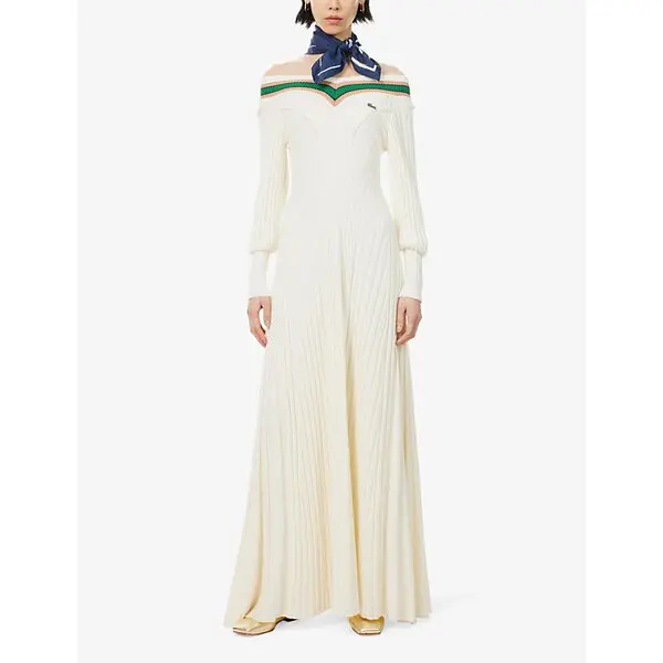 Lacoste Ribbed Wool-Blend Maxi Dress - Lapland | Editorialist