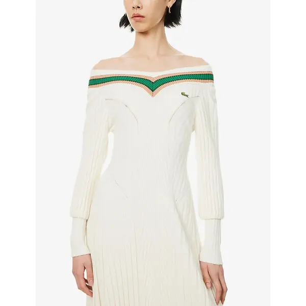 chinese dress ladies Lacoste Women's Long Ribbed Cotton Dress Energy Red EF5480 4by main image 1