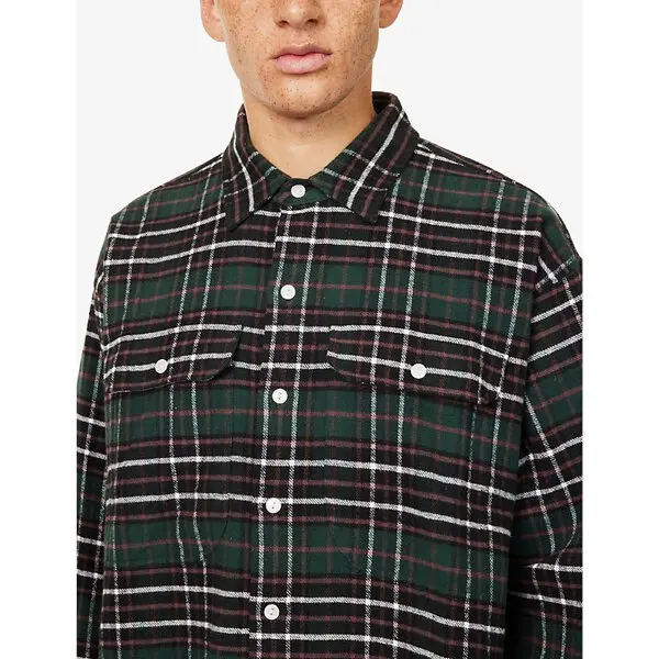 トップス PRINT FLANNEL CHECK SHIRT Cole Buxton Flannel Check-Print Relaxed-Fit Cotton Shirt Xl