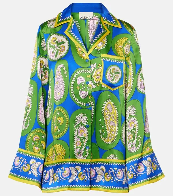 ALEMAIS Printed Silk Satin Shirt - Multicoloured