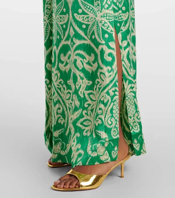 Poupette St Barth Clea Printed Wide-leg Pants - Green